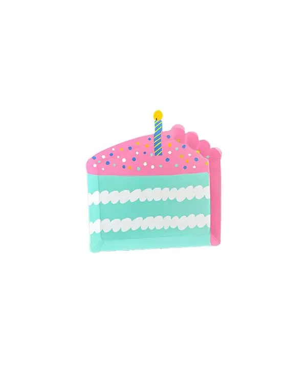 JOLLITY & CO It's A Birthday Cake Slice Extra Small Paper Plates, Set Of 8 - Multicolor