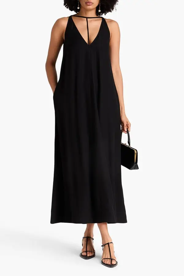 TOTEME Cutout Satin-crepe Maxi Dress - Black