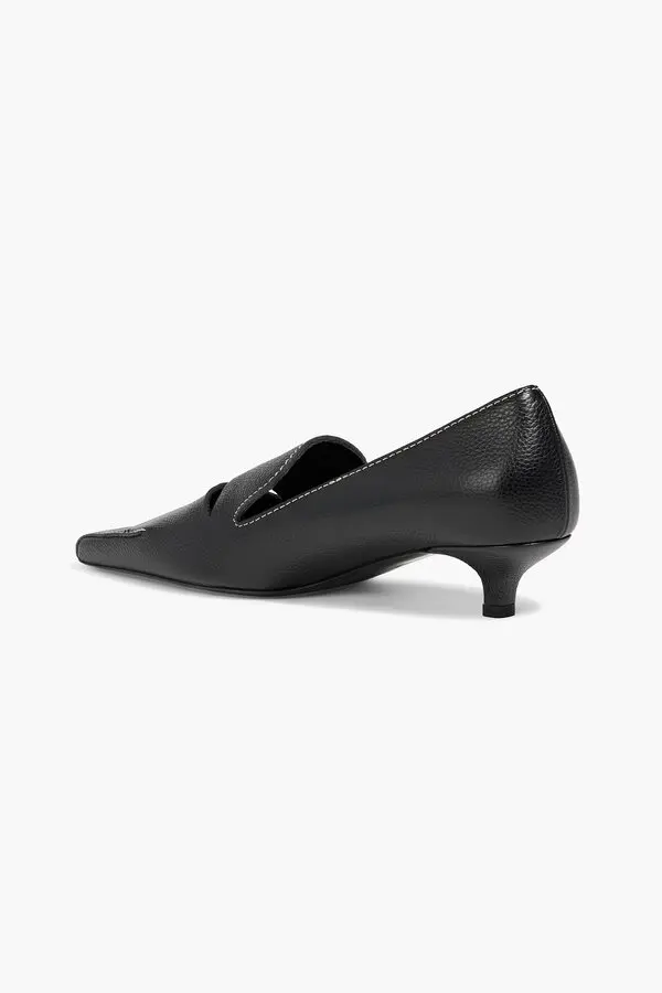 TOTEME Cutout Pebbled Leather Loafers - Black