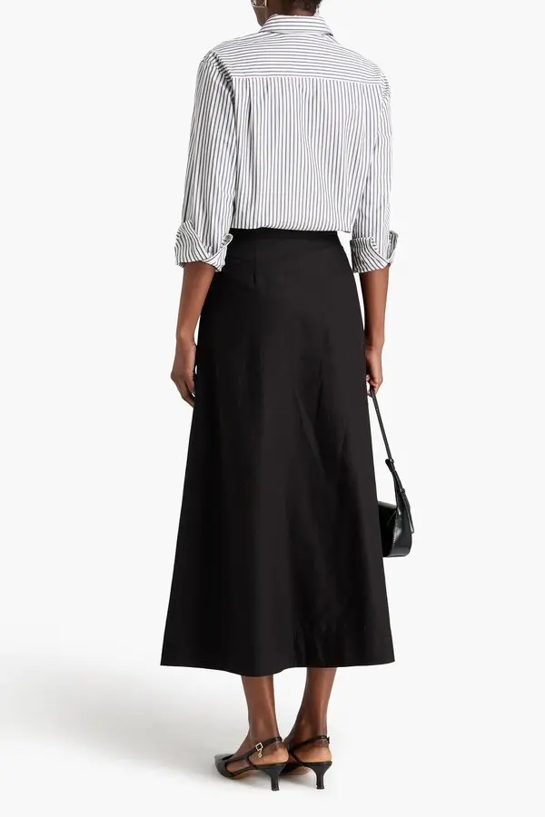 TOTEME Striped Cotton-jacquard Midi Skirt