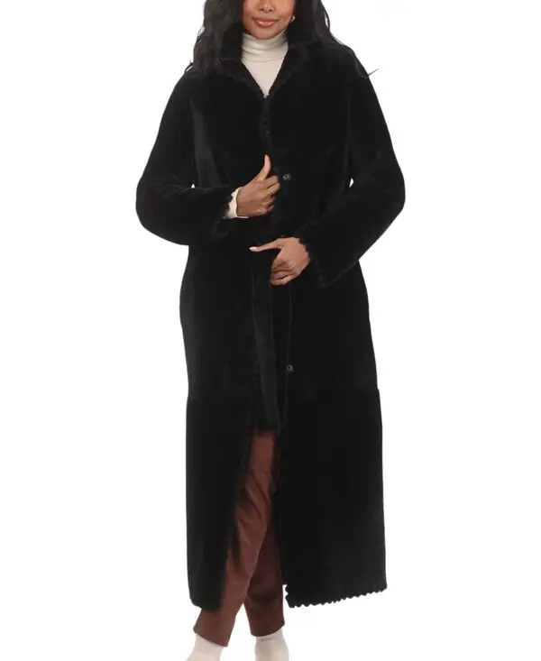 Gorski Reversible Shearling Lamb Coat - Black/black