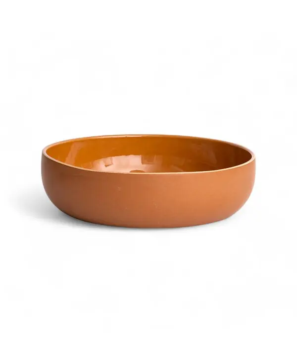 GHARYAN STONEWARE Shallow Serving Bowl - Matte Terracotta/shiny Terracotta