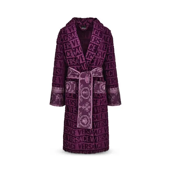 Versace I Heart Baroque Cotton Terry Robe - Mulberry