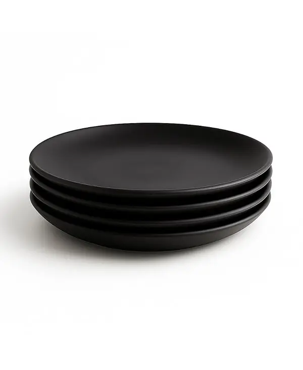 GHARYAN STONEWARE Edan Flat Dinner Plate, Set Of 4 - Matte Black