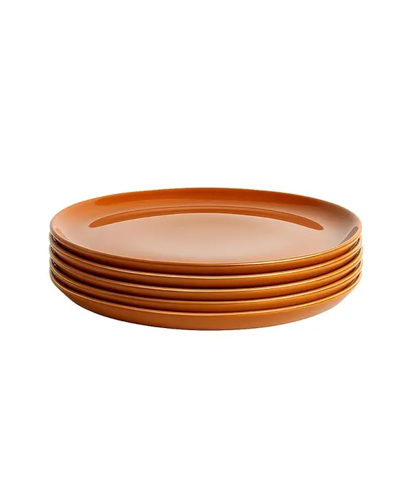 GHARYAN STONEWARE Edan Flat Dinner Plate, Set Of 4 - Matte Terracotta Shiny Terracotta
