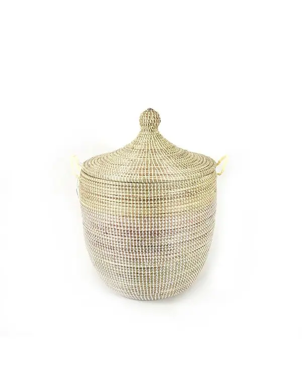 MBARE Dou Lid Storage Basket Two-tone Medium Storage - Natural And White