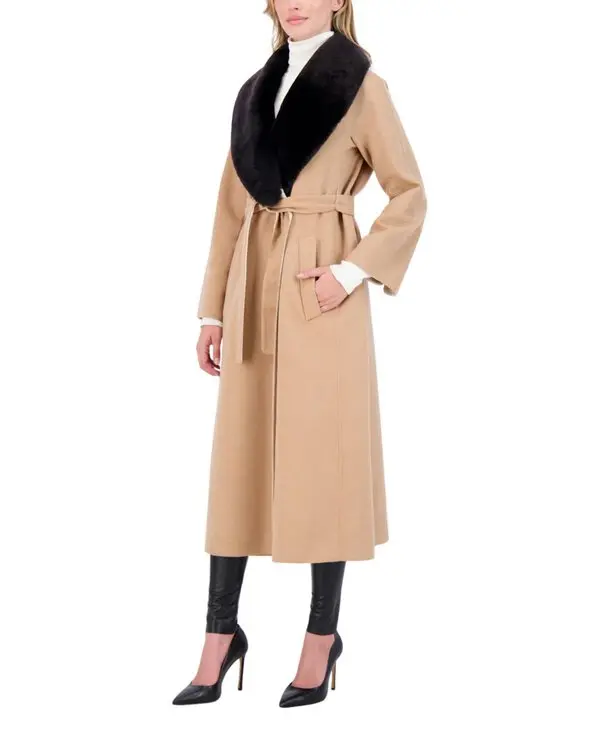 Gorski Wool Coat With Shearling Lamb Collar