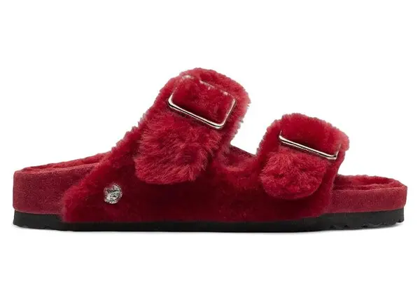 BIRKENSTOCK 1774 Arizona Shearling Slides - Red