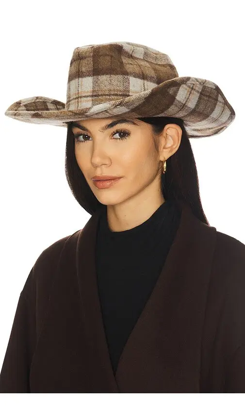 UNDERSTATED LEATHER Plaid Cowboy Hat - Brown & Cream