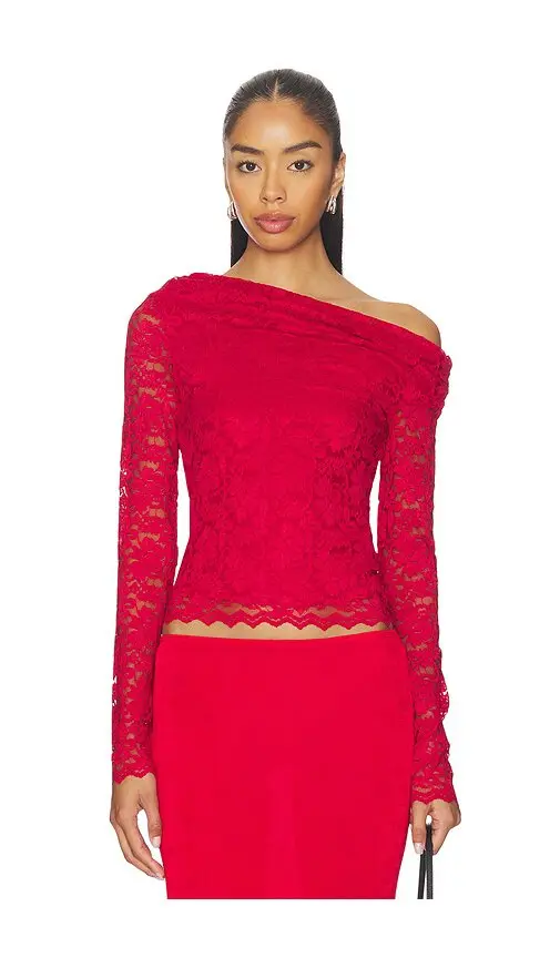 AFRM Barry Silken Lace Top - Poppy Red