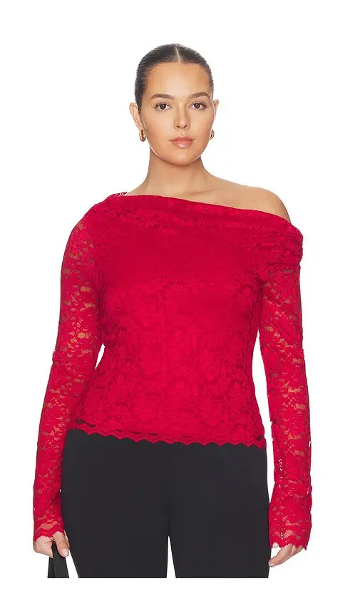 AFRM Barry Silken Lace Top - Poppy Red