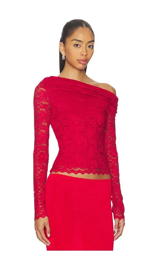 AFRM Barry Silken Lace Top - Poppy Red