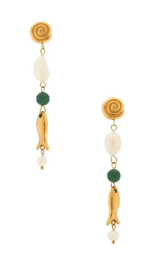 CASA CLARA La Paz Wood And Beaded Earring - Gold