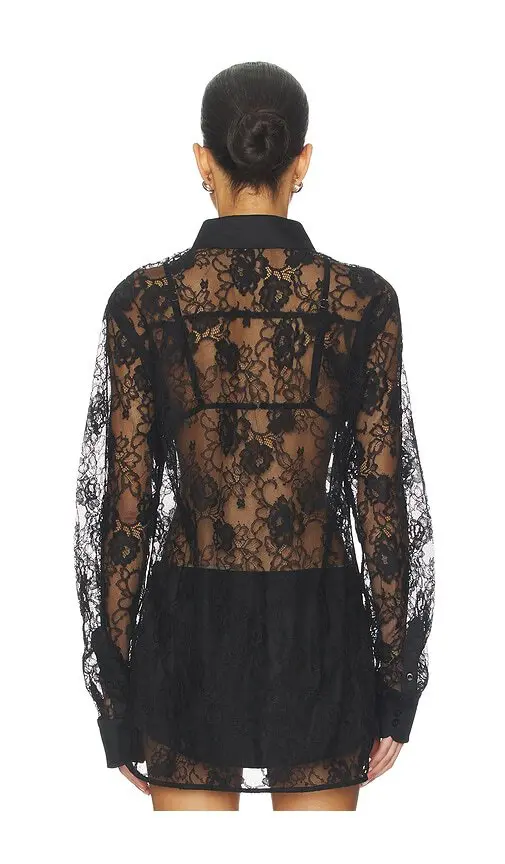 FLEUR DU MAL Juliet Lace Button Down Shirt - Black