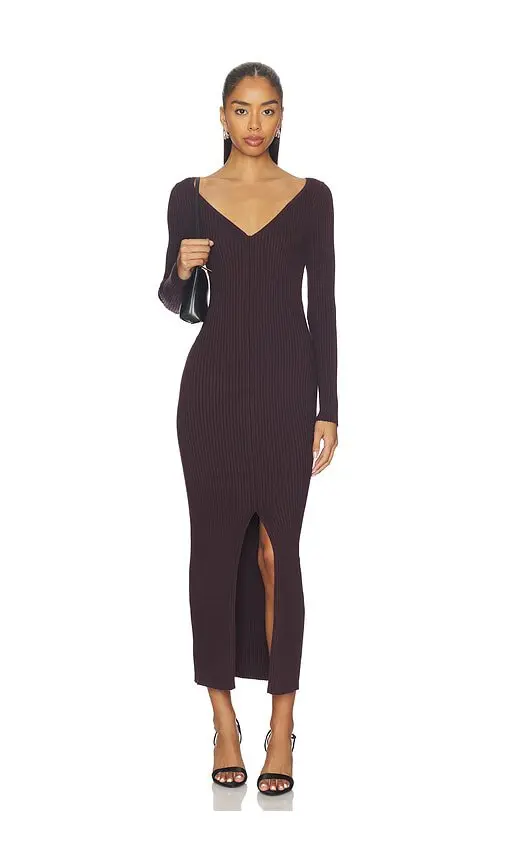 Long Maxi Dress Sleeve Sweater Knit Dresses Beige Ribbed Knit Dress  Asymmetrical Midi Dress Sweater Dress