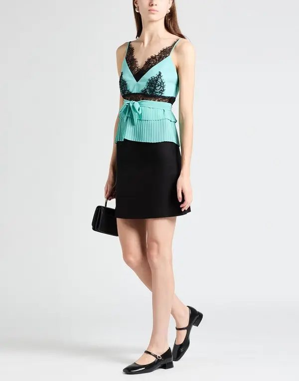 Liu Jo Crepe Camisole With Appliqués And Lace Trims - Light Green