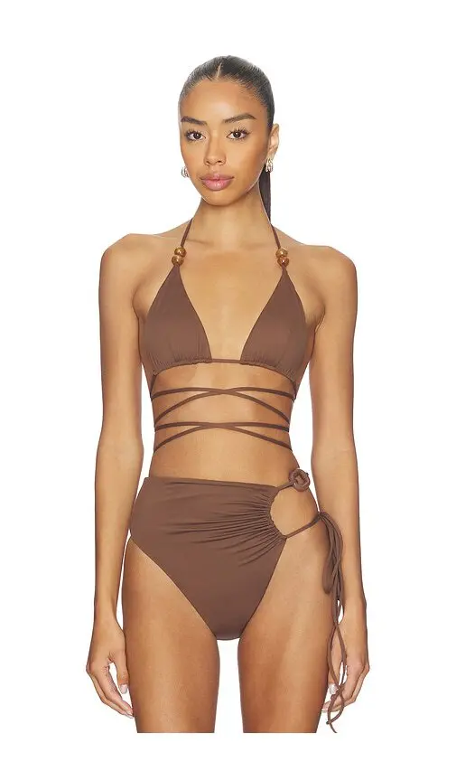 Magda Butrym Triangle Bikini Top - Brown