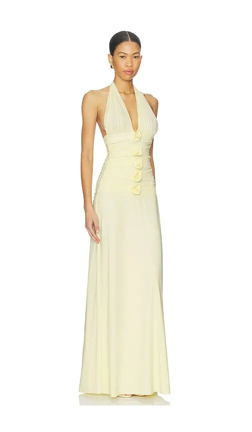 villadiego appliqud stretch-jersey halterneck maxi dress - neutrals | One  Size