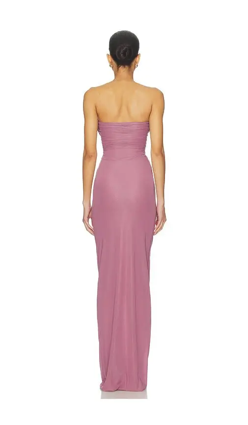 MAYGEL CORONEL Strapless Ruched Gown