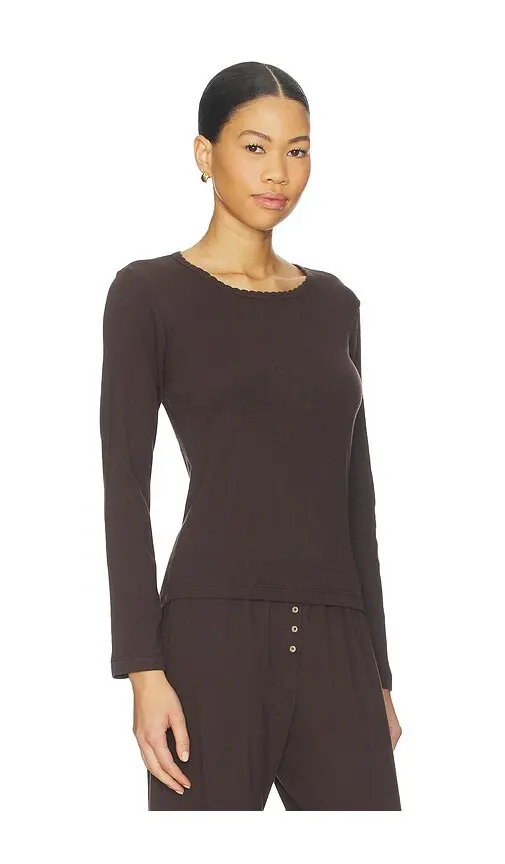 LESET Pointelle Slim Fit Long Sleeve - Choco