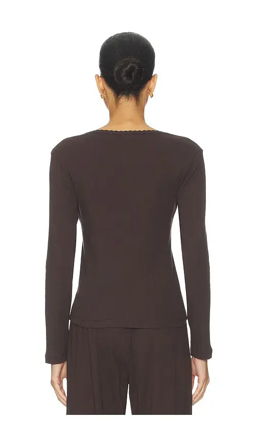 LESET Pointelle Slim Fit Long Sleeve - Choco