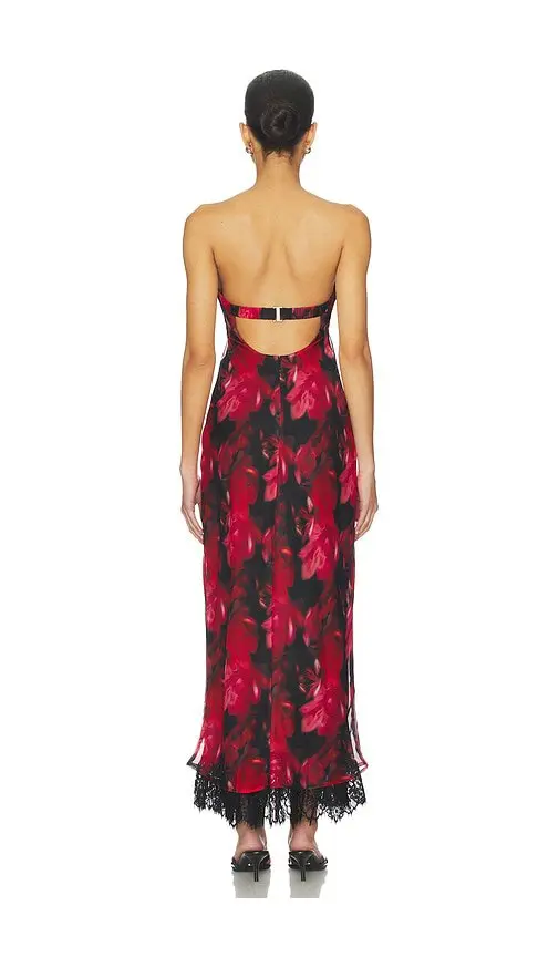 For Love & Lemons - Dark Romance Maxi Dress, Women's Dress, Red, XS, Women's Apparel, Women's Clothing