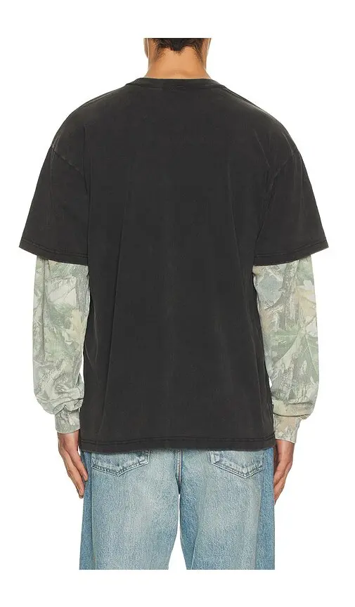 Obey Oval Layered Thermal Tee In Black