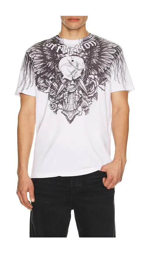 AFFLICTION Crossed Over Tee - White