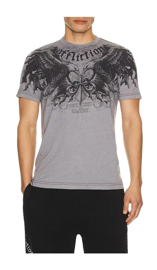 AFFLICTION Homage Tee In Grey - Silver