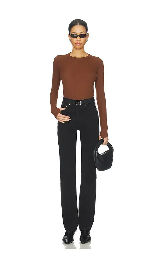 Michael Lauren Alick Longsleeve Fitted Top - Cinnamon