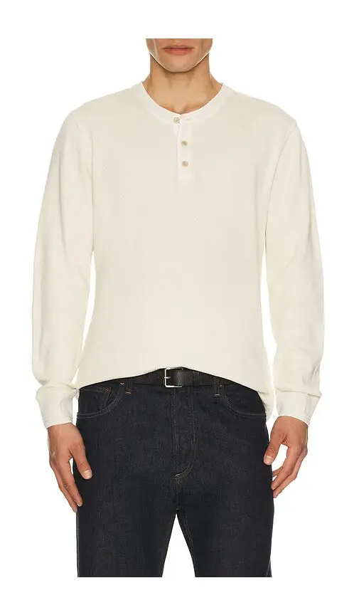 Citizens Of Humanity Waffle Three Button Henley In Cream