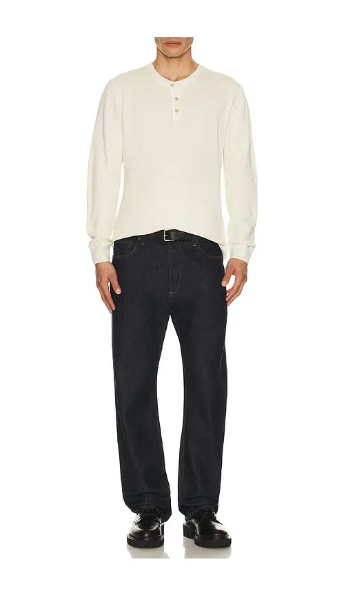 Citizens Of Humanity Waffle Three Button Henley In Cream