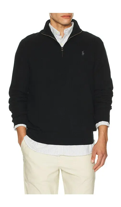 Polo Ralph Lauren Mesh-knit Cotton Quarter-zip Sweater