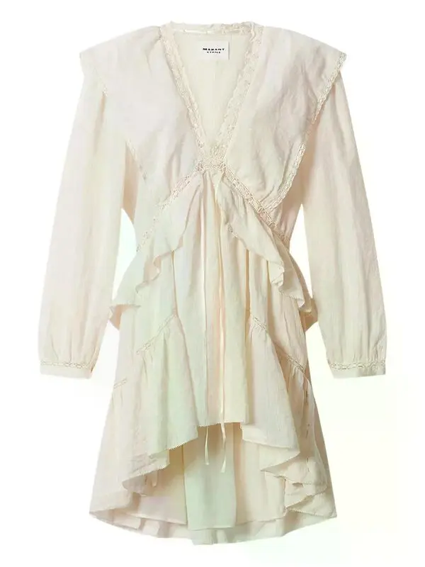 MARANT ETOILE Damya Lace Ruffled Mini Dress - Neutrals