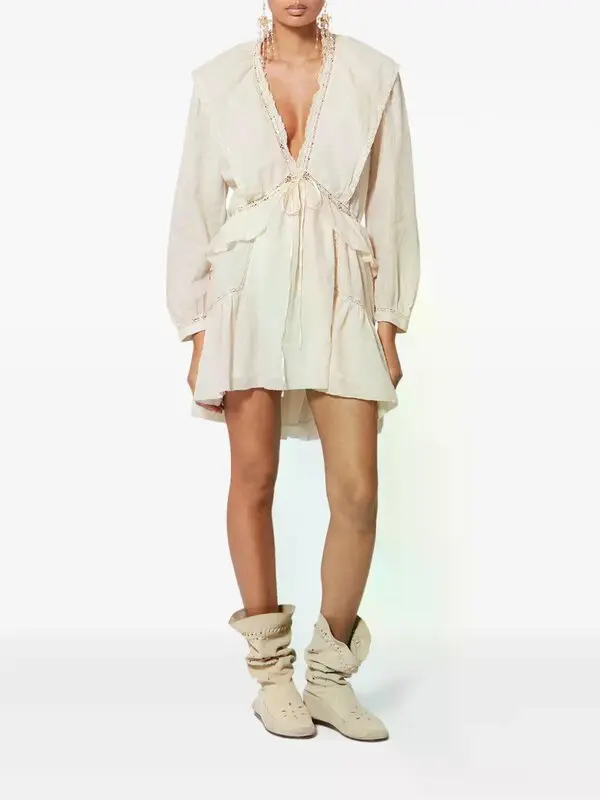 MARANT ETOILE Damya Lace Ruffled Mini Dress - Neutrals