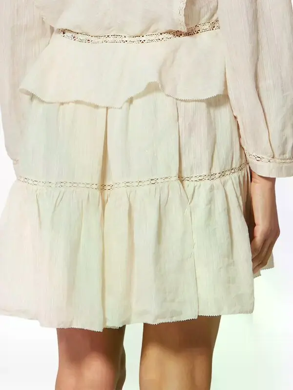 MARANT ETOILE Damya Lace Ruffled Mini Dress - Neutrals