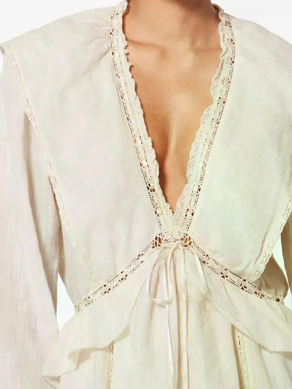 MARANT ETOILE Damya Lace Ruffled Mini Dress - Neutrals