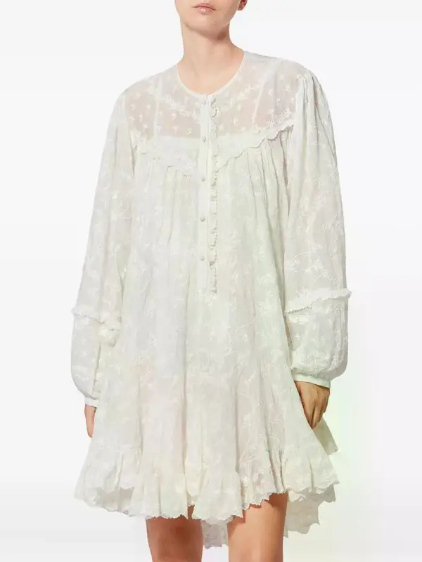 Isabel Marant Étoile Embroidered Cotton & Silk Blend Flared Dress - White