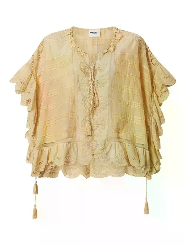 MARANT ETOILE Payton Ruffled Top - Neutrals