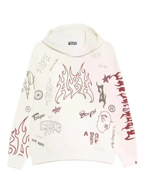 A BATHING APE Logo-print Hoodie - Neutrals