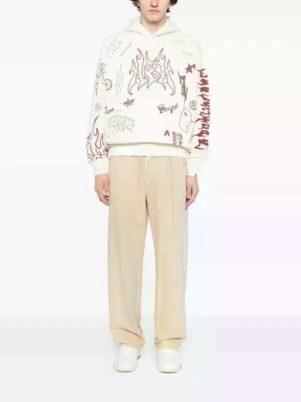 A BATHING APE Logo-print Hoodie - Neutrals
