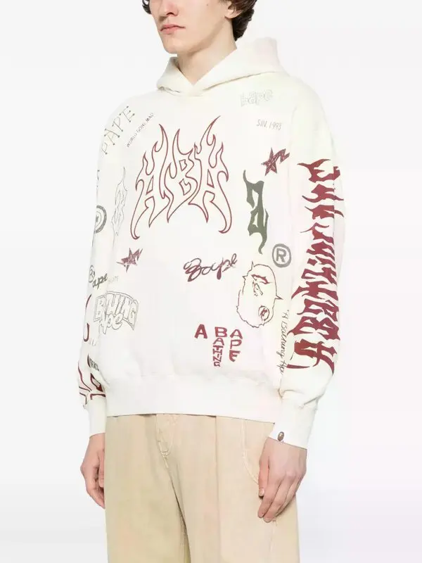 A BATHING APE Logo-print Hoodie - Neutrals