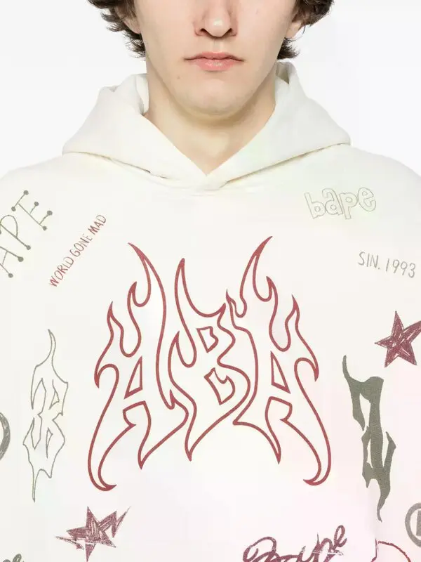 A BATHING APE Logo-print Hoodie - Neutrals