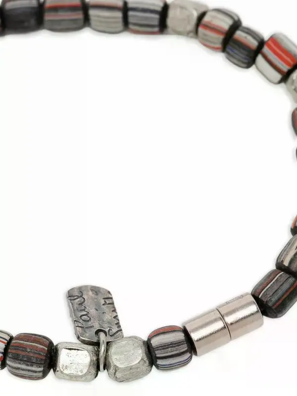 Paul Smith Striped Bead Bracelet - Silver