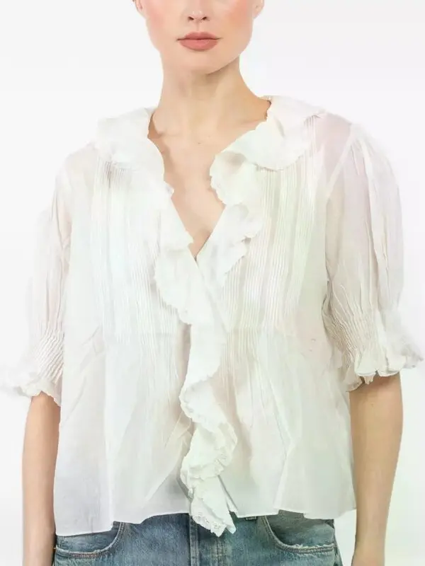 DÔEN Henri Ruffled Blouse - White