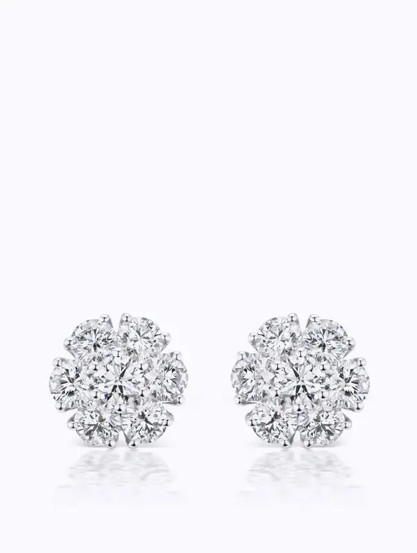 BRIONY RAYMOND Posey Diamond Stud Earrings - 18 Karat White Gold