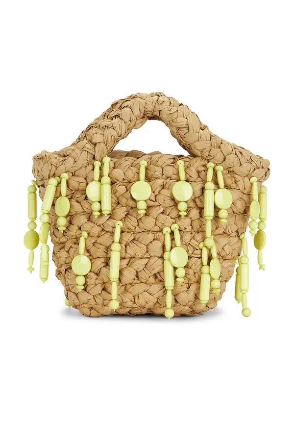SIMONMILLER Mini Beaded Mercado Tote - Natural & Lime
