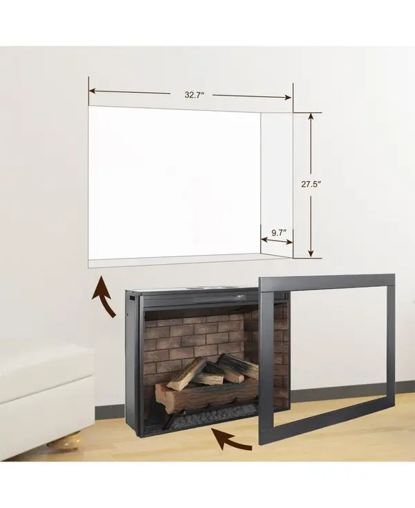 FLYNAMA 33 Inch Infrared Electric Fireplace With Removable Trim Kit Insert