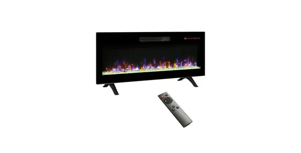 FLYNAMA 42" Recessed Ultra-thin Wall-mounted Electric Fireplace With Tempered Glass - No Color