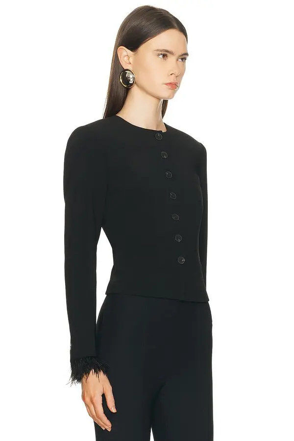 L'academie Eirah Jacket With Feather Trim